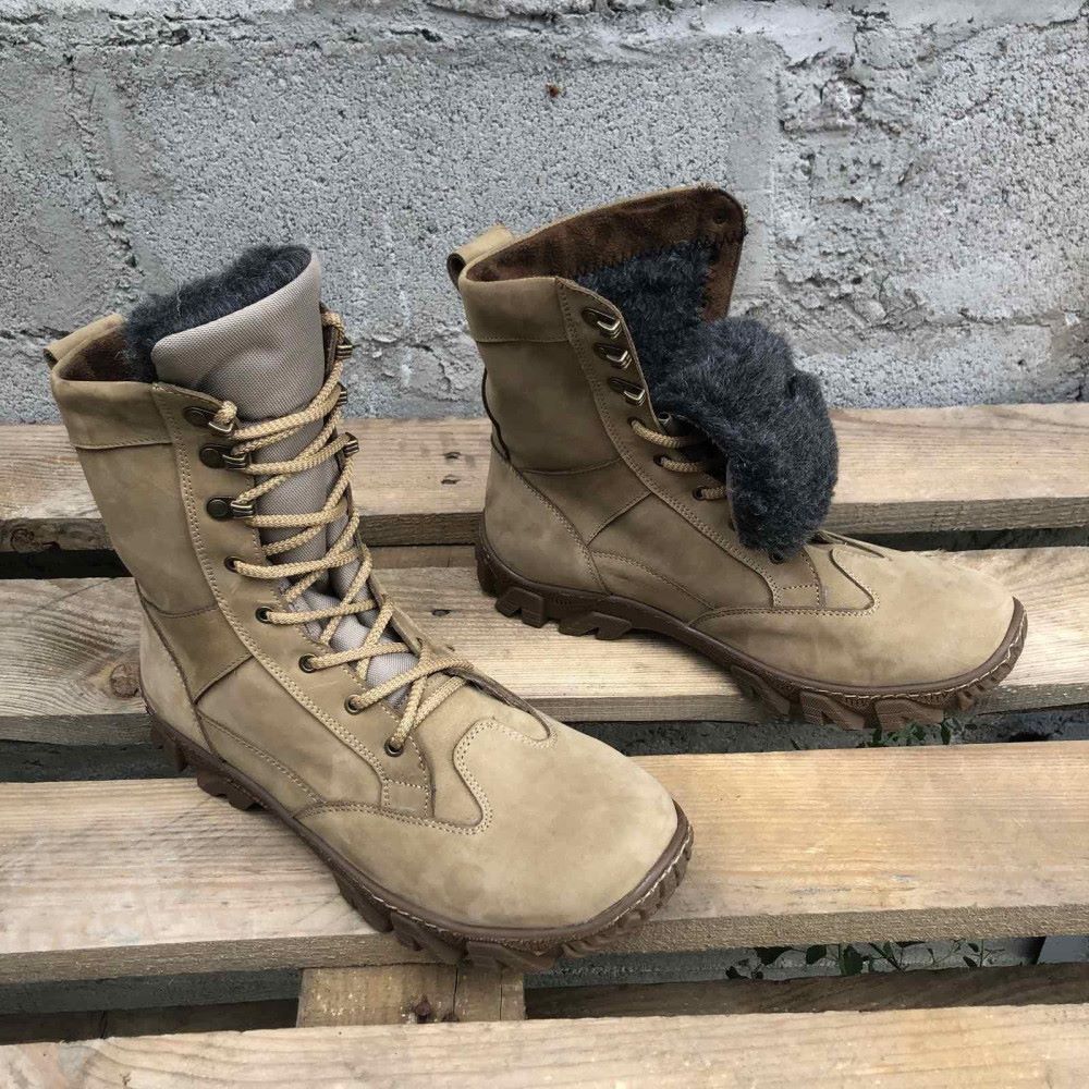 Ukrainian military boots "Typhoon" beige winter high boots Tactical ...
