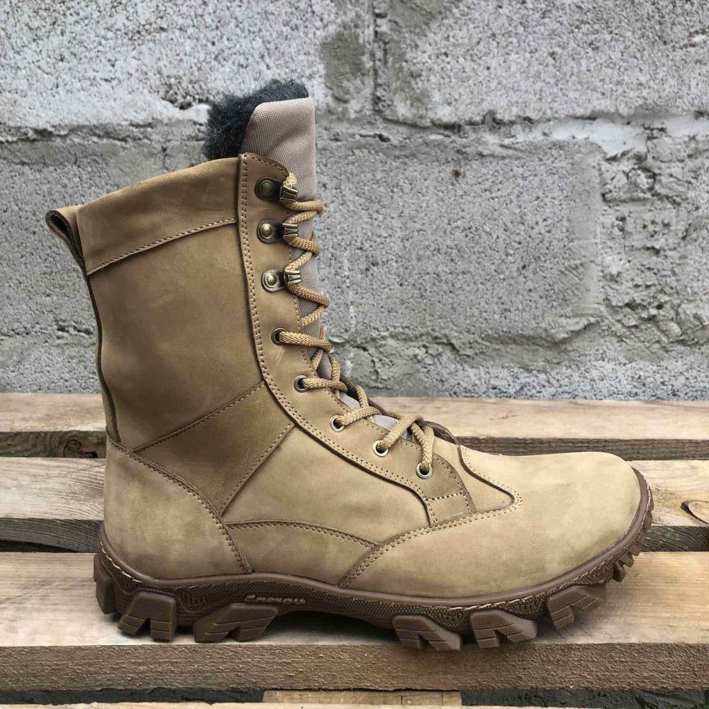 Ukrainian military boots "Typhoon" beige winter high boots Tactical ...