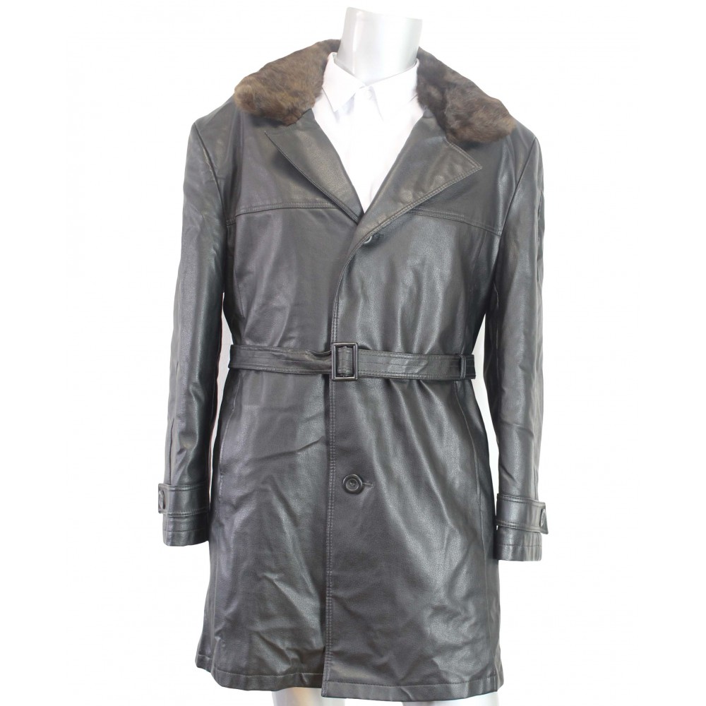 Soviet Union Original Air Force Black Leather Uniform Overcoat with collar