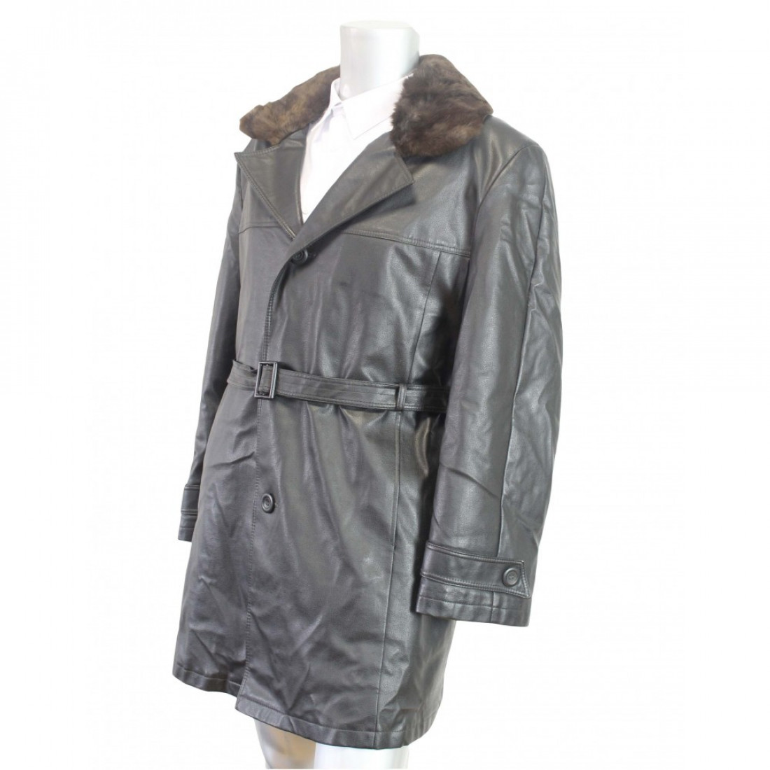 Soviet Union Original Air Force Black Leather Uniform Overcoat with collar