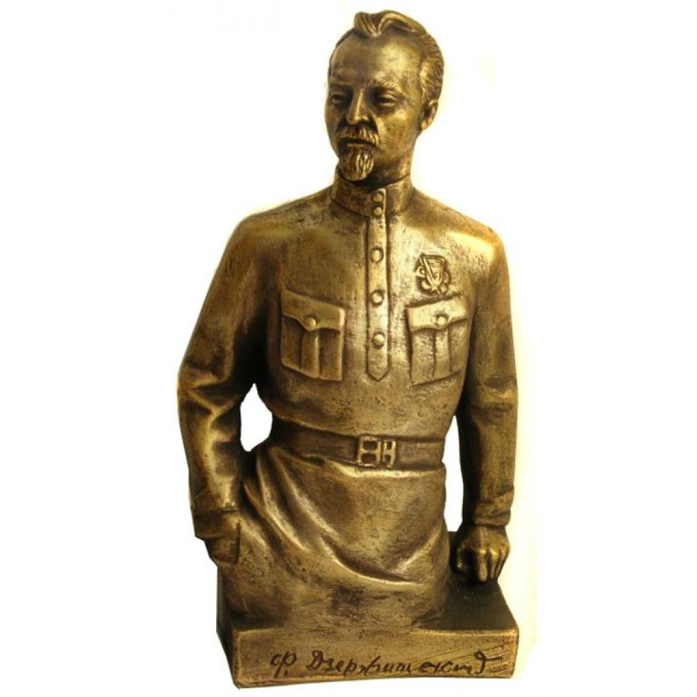 bronze statue soviet revolutioner bust of dzerzhinsky