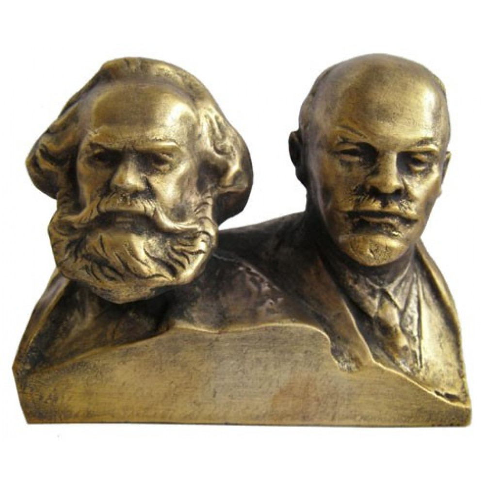bronze soviet bust marx & lenin