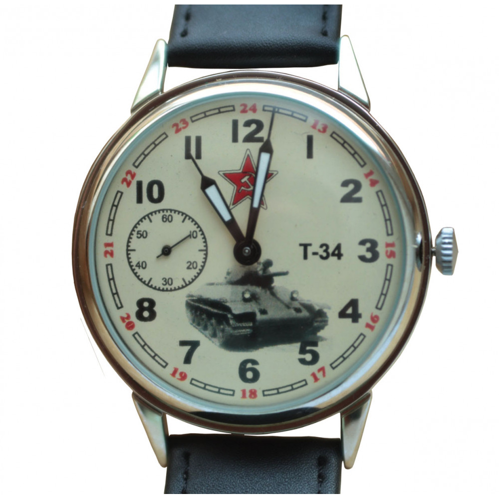 Soviet military mechanical men's Wrist Watch MOLNIJA "TANK T-34