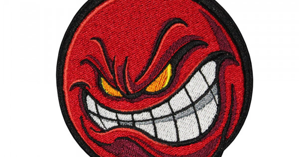 Red Face Angry Smile Fun Embroidered Sew-on / Iron-on / Velcro Patch