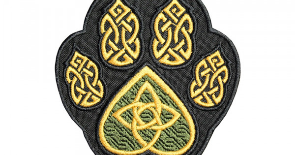 Celtic ornament Paw trail wolf embroidered patch