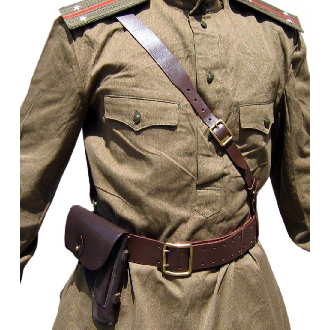 Soviet / army military shirt - Gimnasterka tunic witn belts + holster
