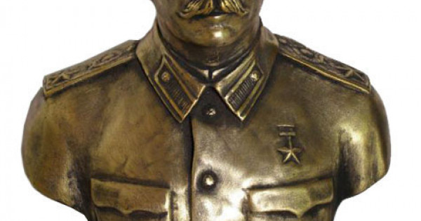 High bronze soviet bust of joseph stalin