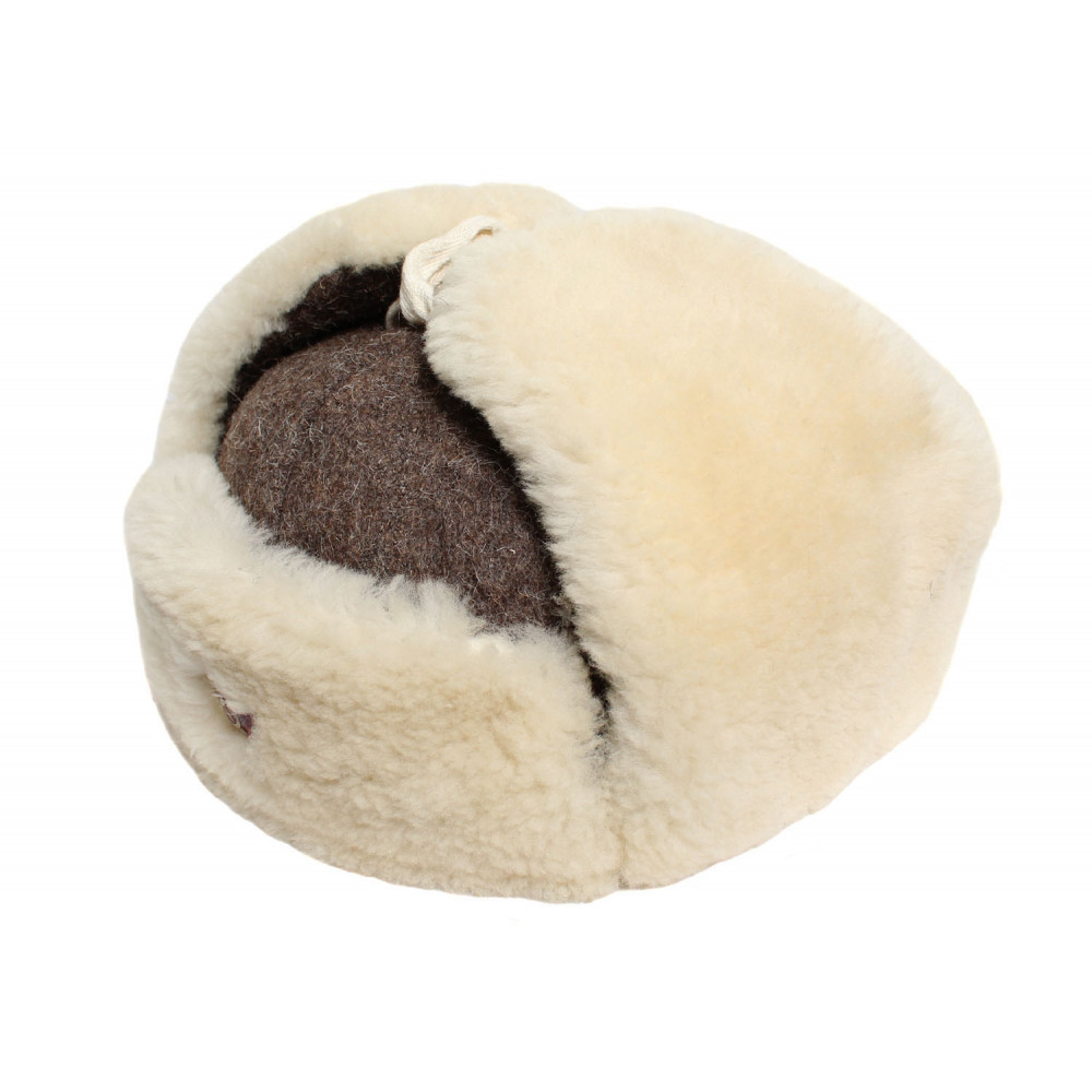 Red Army winter white fur hat Ushanka RKKA