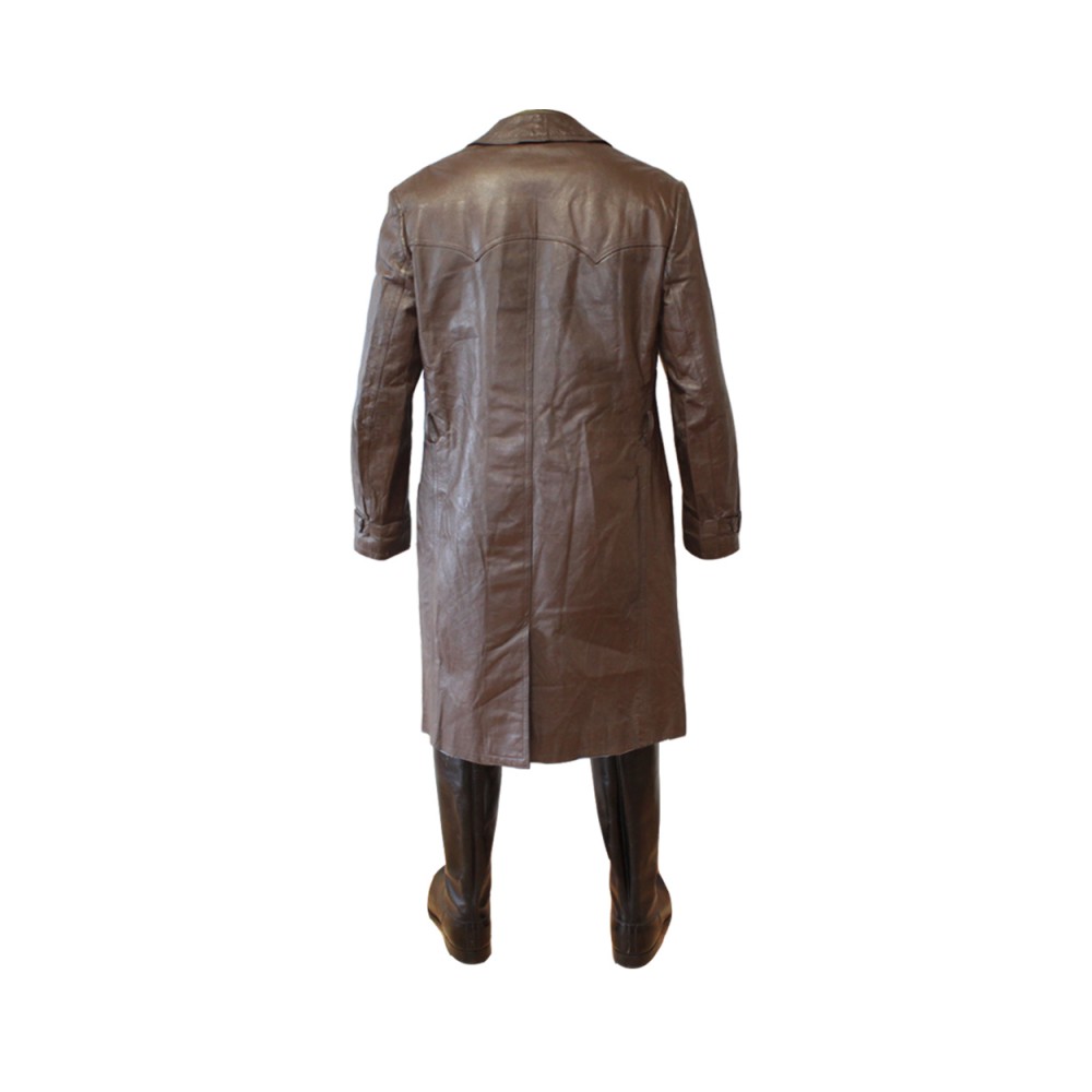 NKVD Soviet Russian Officer Leather Overcoat with hat and boots