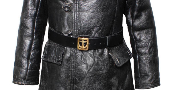 Original Soviet Navy Fleet Black Leather Sheepskin Coat ...